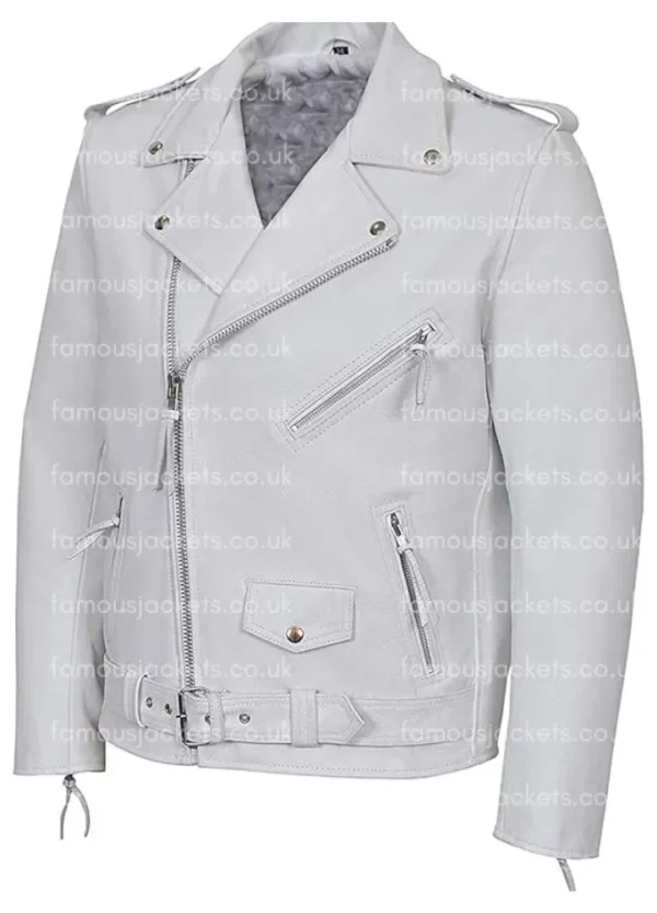 Men's Brando White Leather Jacket | Marlon Brando Jacket